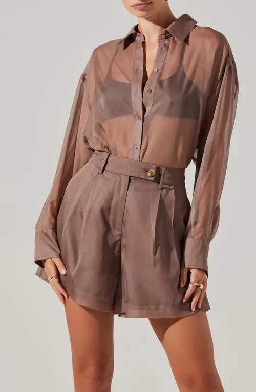 Astr The Label Evie Sheer Button-up Shirt