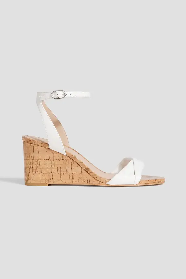 STUART WEITZMAN Leather Wedge Sandals - White