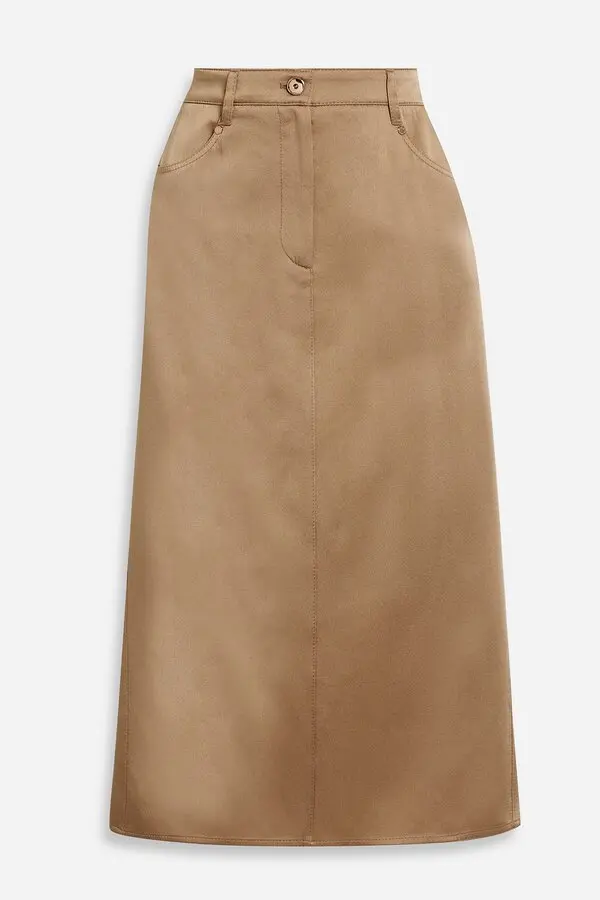 Brunello Cucinelli Satin-crepe Midi Skirt - Sand