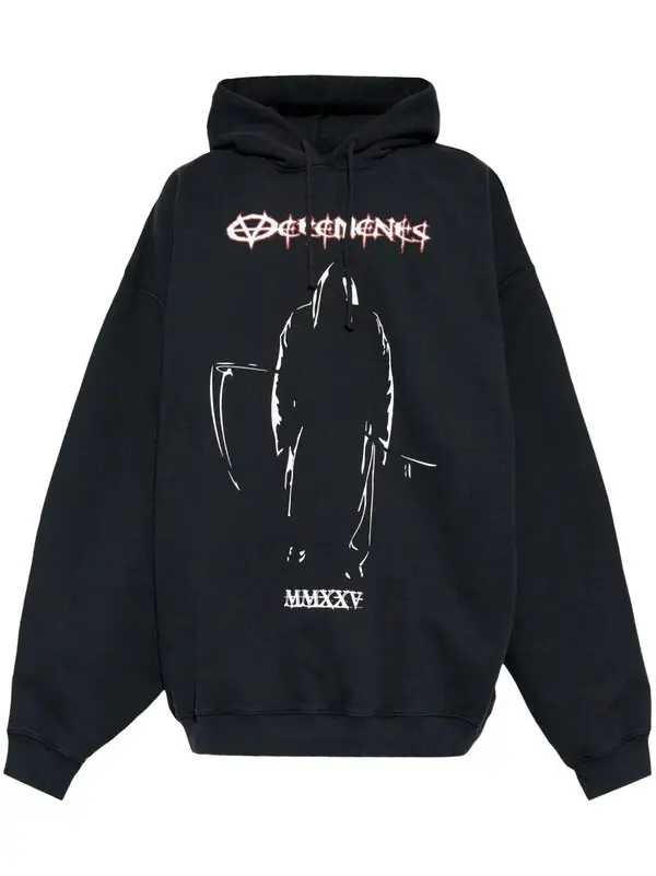 Vetements Graphic-Print Cotton Hoodie In Black - 61% Off