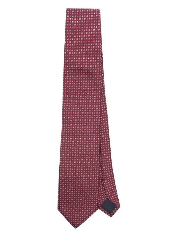 Corneliani Geometric-jacquard Tie - Red