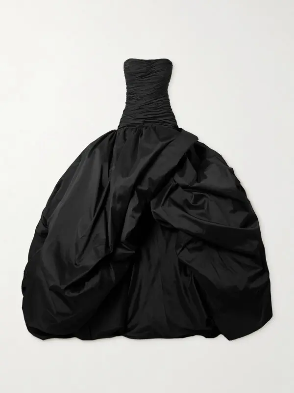 MARMAR HALIM Strapless Plissé-taffeta Gown