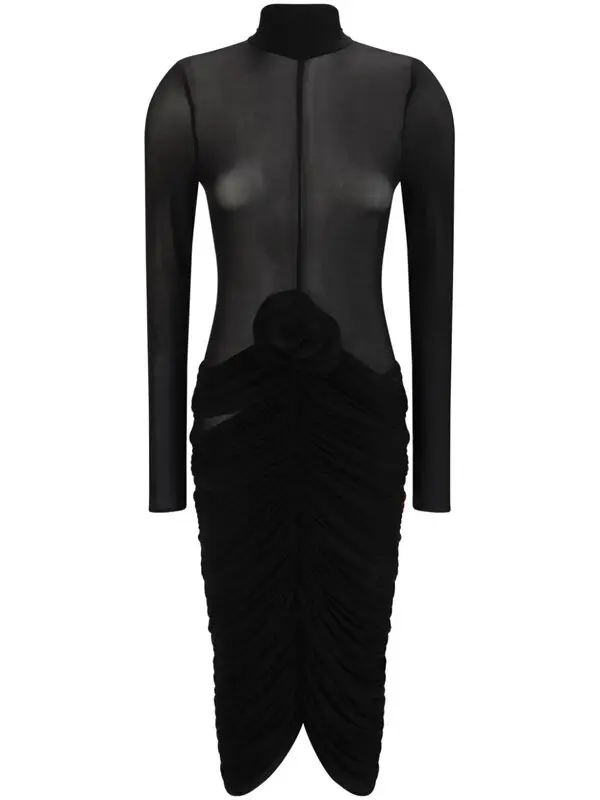 Magda Butrym Sheer High-neck Midi Dress - Black