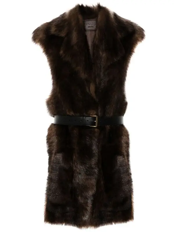 Prada Fur Gilet - Mogano