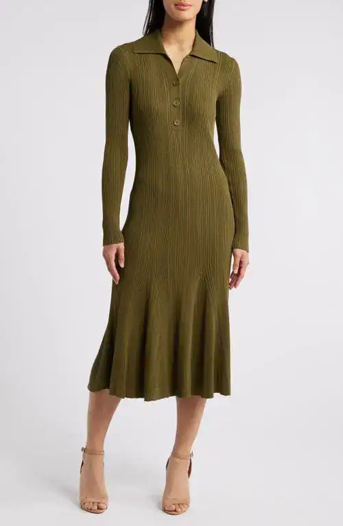 Julia Jordan Variegated Ribbed Midi Sweater Dress In Avocado - 55% Off |  Editorialist