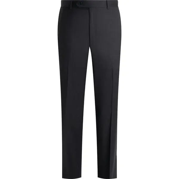 Samuelsohn Flat Front Straight Leg Wool Dress Pants - Charcoal