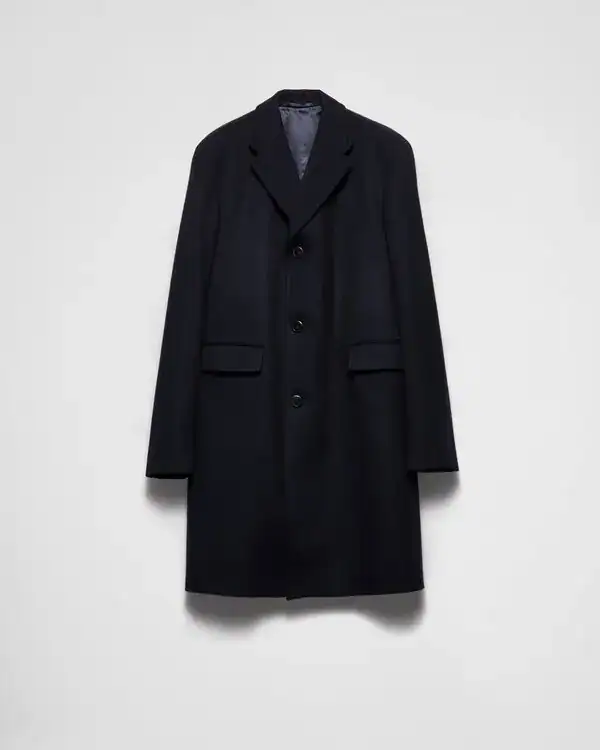 Prada Single-Breasted Wool Coat - Navy | Editorialist