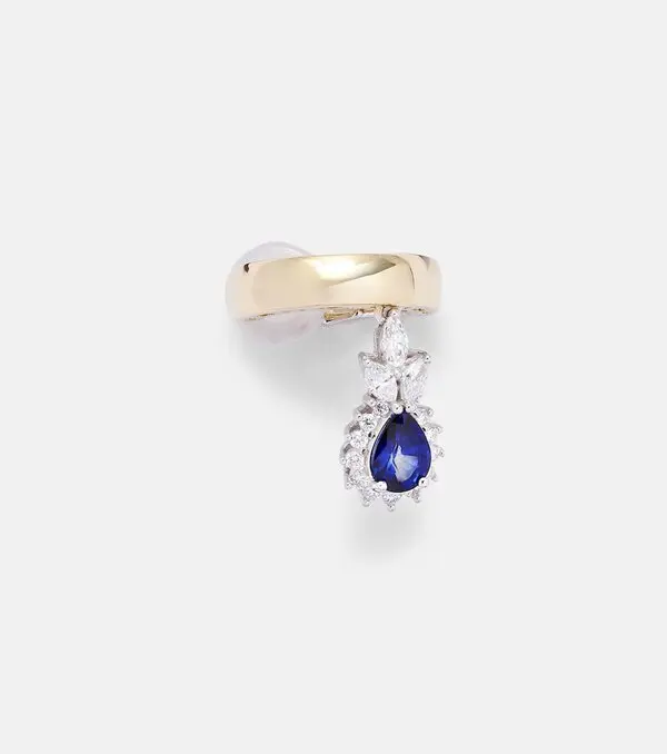 Yeprem Whisper Ear Cuff With Diamonds And Sapphire