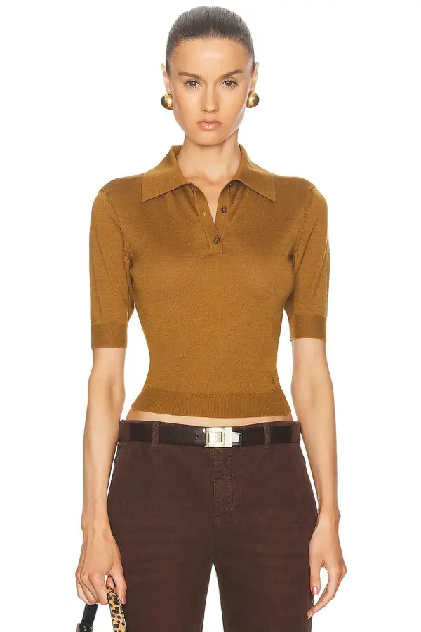 Saint Laurent Short Sleeve Polo Top - Mordore