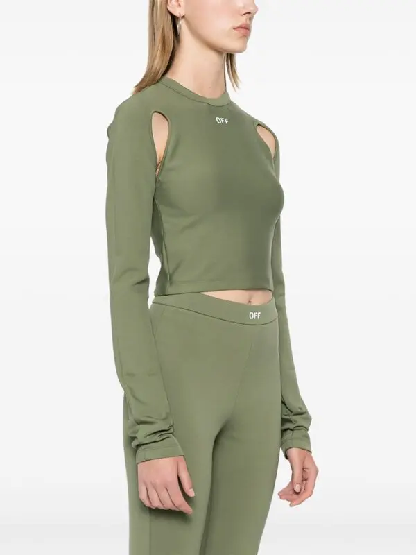 Off-White Logo-print Cropped Top - Green