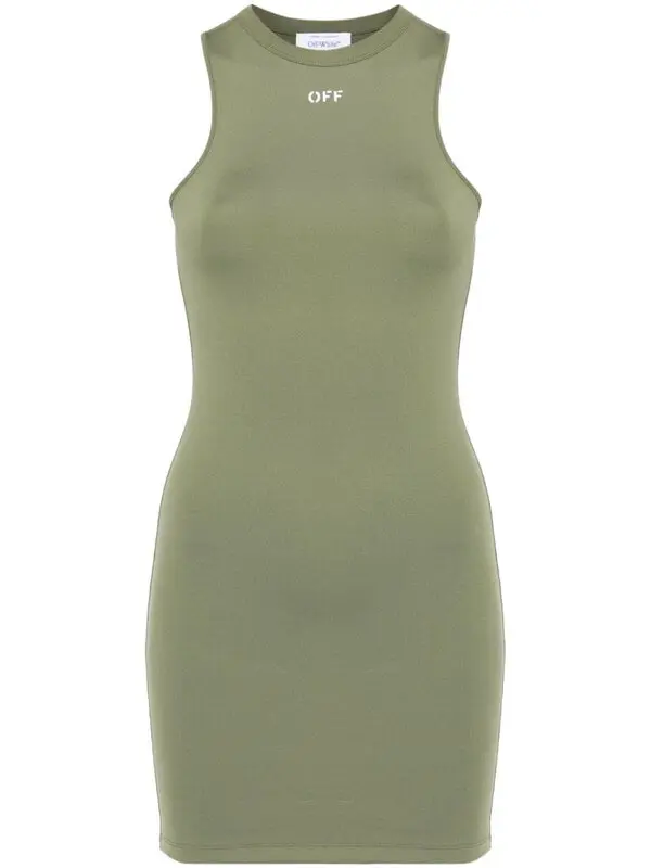 Off-White Logo-print Mini Dress - Green