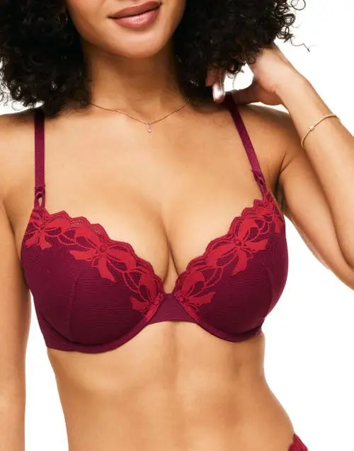 ADORE ME Audrina Push Up Plunge Bra - Dark Red
