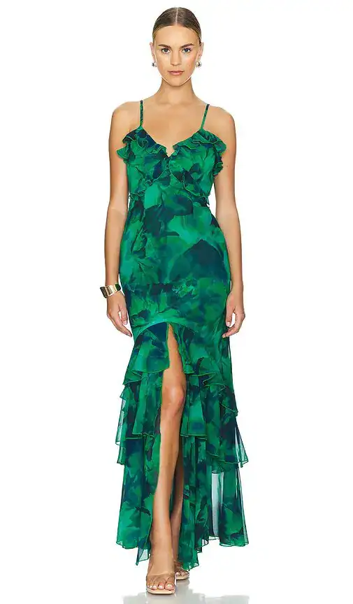 Runaway The Label Namari Maxi Dress in Green - size S