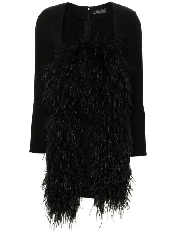 LOULOU Feather-trim Mini Dress