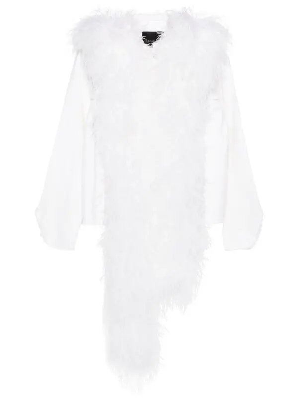 Loulou Feather-Detail Denim Jacket White Editorialist