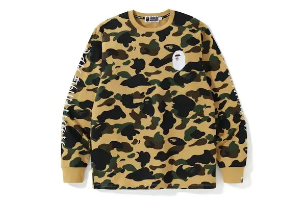 BAPE 1st Camo Kanji Long Sleeve Tee Shirt - Yellow