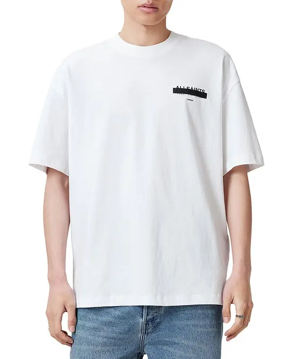 All Saints Redact Graphic Logo Tee - Ashen White