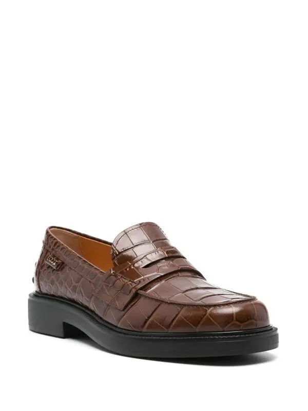 TOD'S Croc-effect Leather Loafers