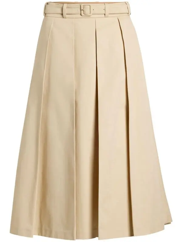 Patou Pleated Midi Skirt - Neutrals