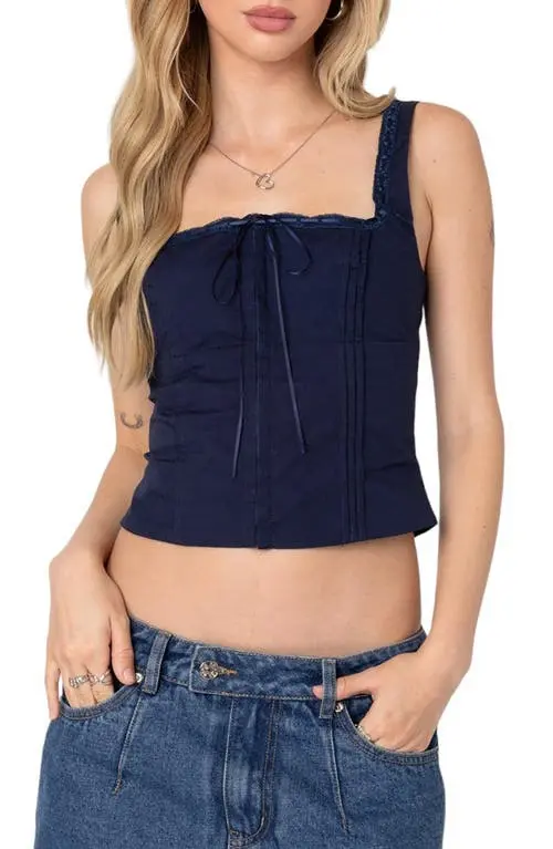 EDIKTED Cotton Stretch Poplin Corset Top
