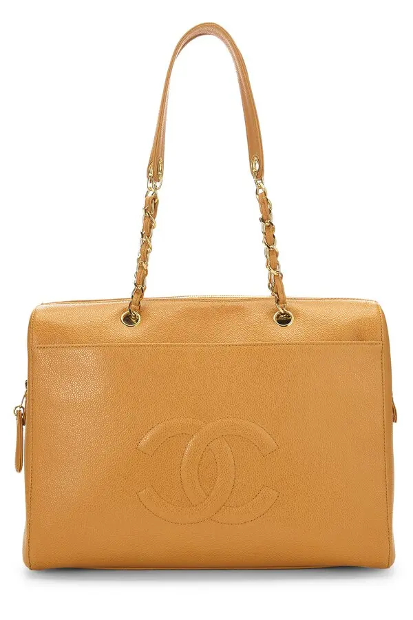 Chanel Caviar Zip Tote - Orange