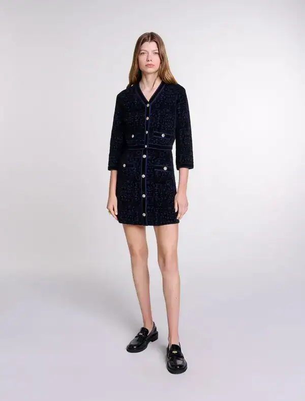 2 in 1 knit dress Buy Maje 2-in-1 Velvet - Black/navy At 40% Off Ladies dresses