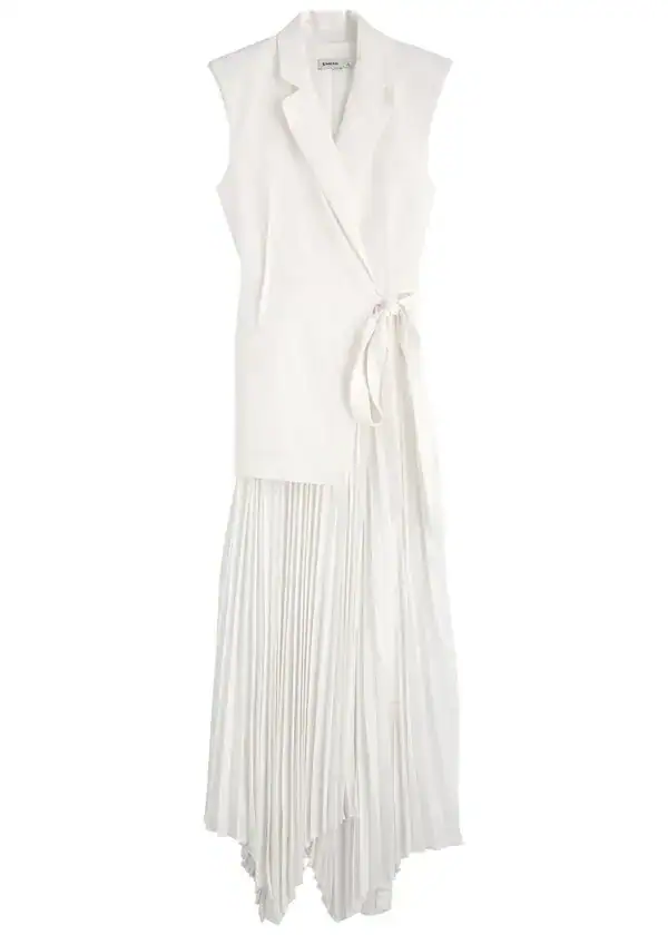 Jonathan Simkhai Helena Pleated Maxi Blazer Dress In Ivory 50