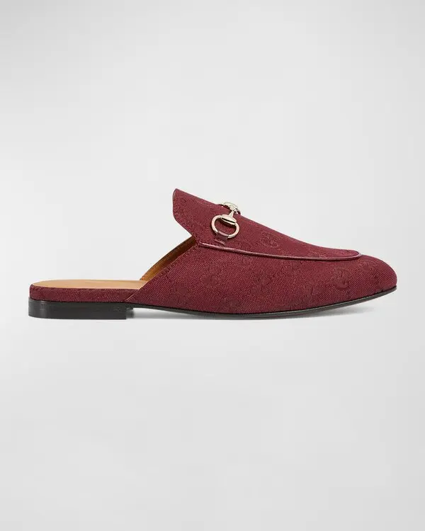 Gucci Princetown Gg Canvas Loafer Mules - Rosso Ancora