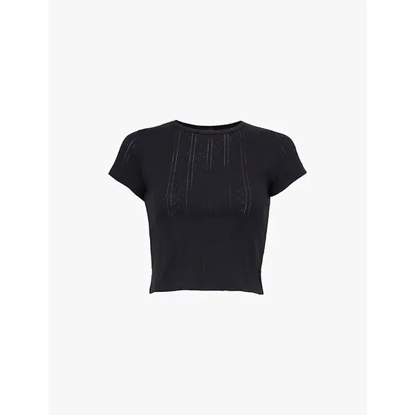 COU COU Baby Tee Pointelle Cotton T-shirt - Black