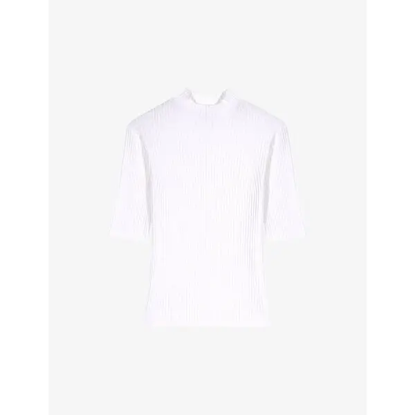 Maje High-neck Short-sleeve Jumper - Blanc