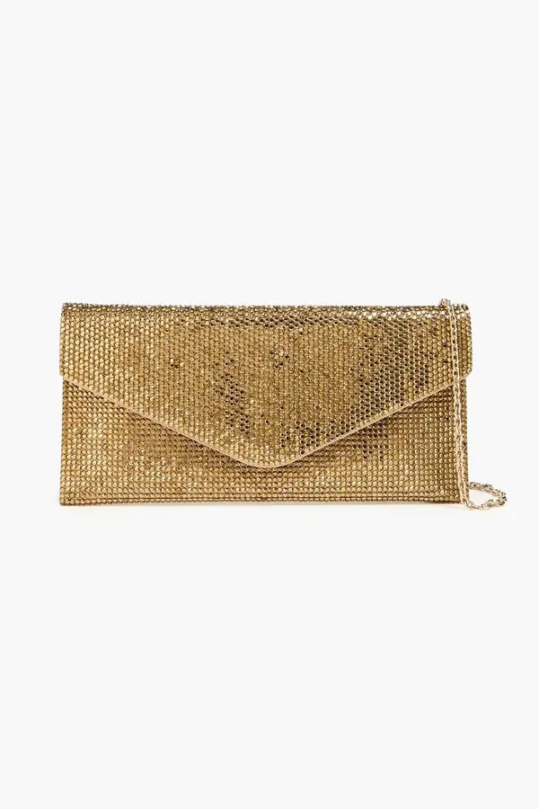 Judith Leiber Crystal-embellished Satin Envelope Clutch - Gold
