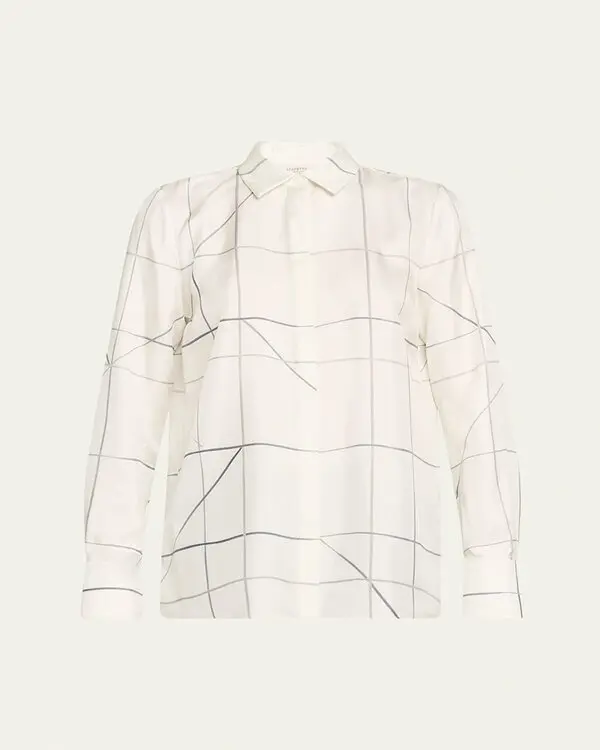 Lafayette 148 New York Graphic-print Silk Twill Blouse