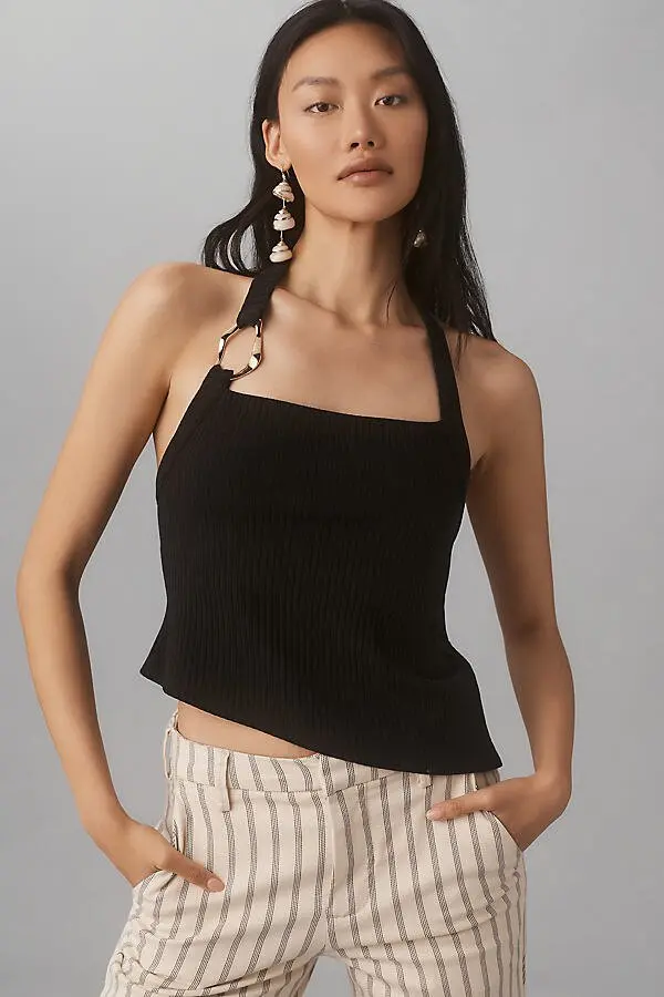 REFORMATION Ramona Knit Top - Black
