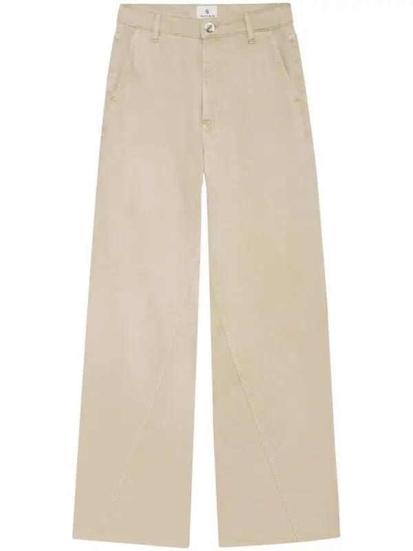 ANINE BING Briley Curved-seam Twill Trousers - Neutrals