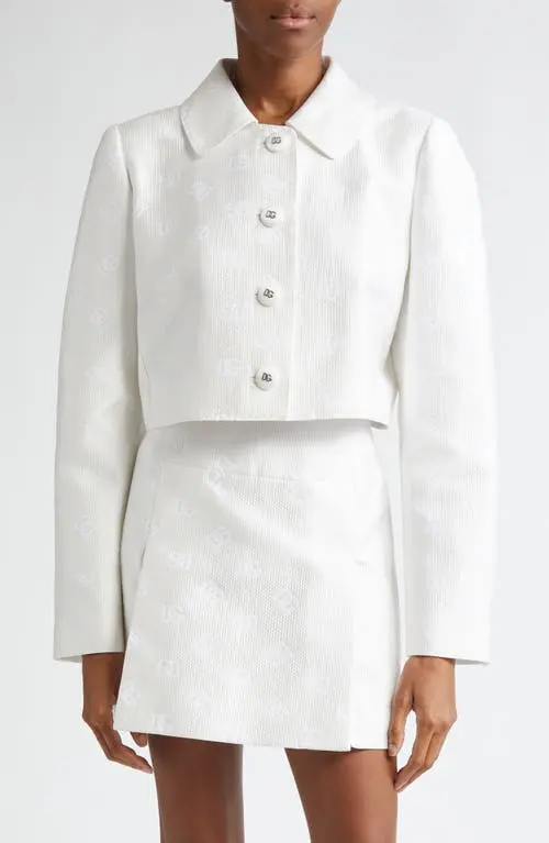 Dolce & Gabbana Dg Logo Quilted Jacquard Crop Jacket