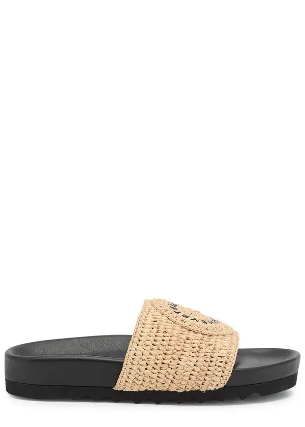 Stella McCartney Elyse Logo Raffia And Rubber Sliders - Natural ...