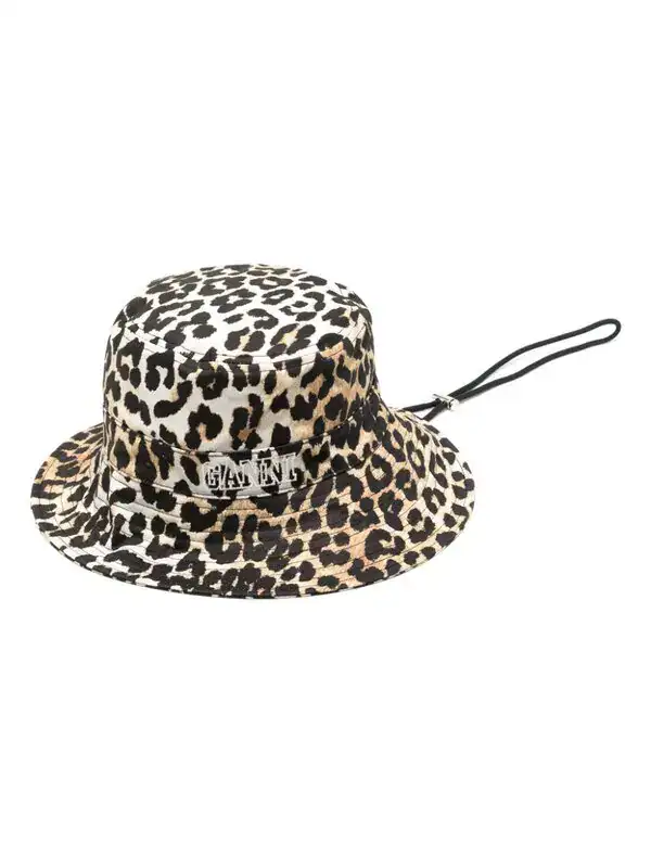 Ganni Leopard-Print Bucket Hat Neutrals Editorialist