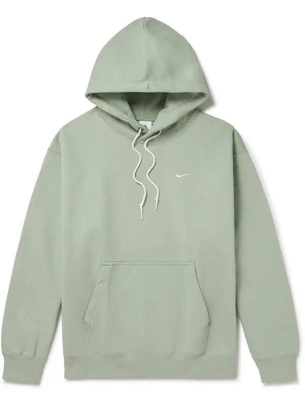 Nike Solo Swoosh Logo-Embroidered Cotton-Blend Jersey Hoodie In