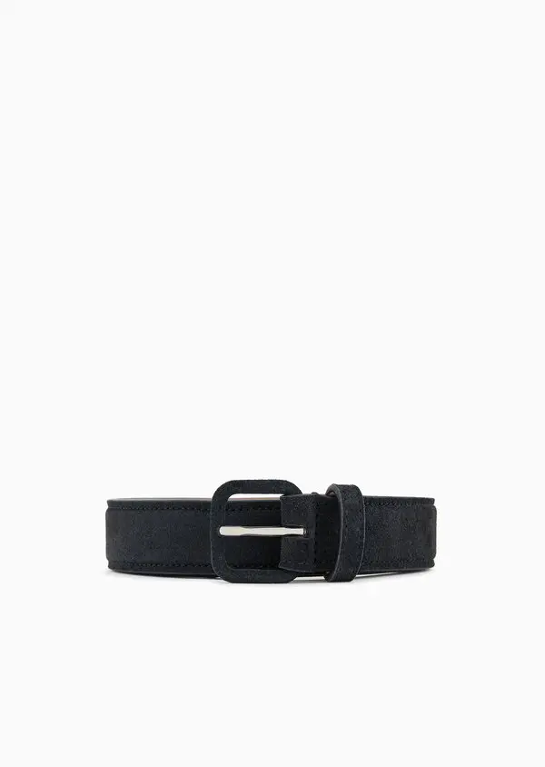 Giorgio Armani Suede Belt With Buckle - Blue | Editorialist display picture 1