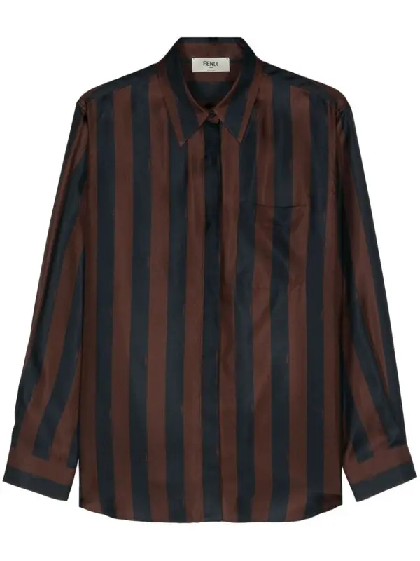 Fendi Striped Silk Shirt In Brown - 48% Off | Editorialist