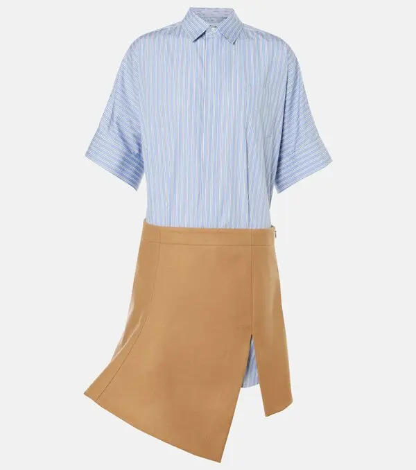 Sacai Melton Cotton Poplin And Wool Minidress