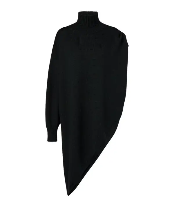 Alaïa Asymmetric Caped Turtleneck Sweater - Black