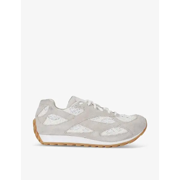 Bottega Veneta Orbit Tonal-panel Net-covered Low-top Trainers - Winter Wht
