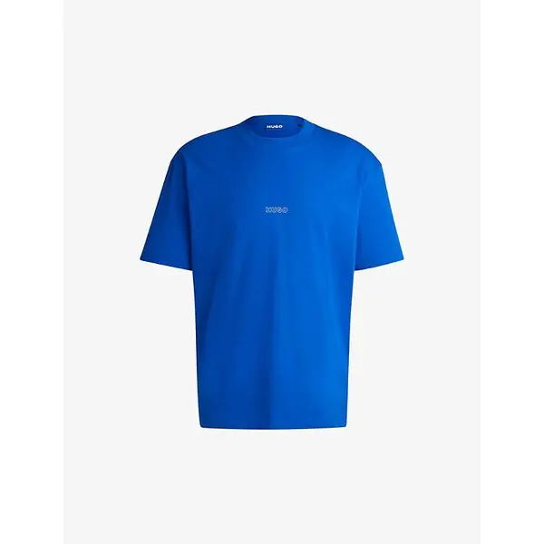 Hugo Boss Logo-print Relaxed-fit Cotton T-shirt - Open Blue