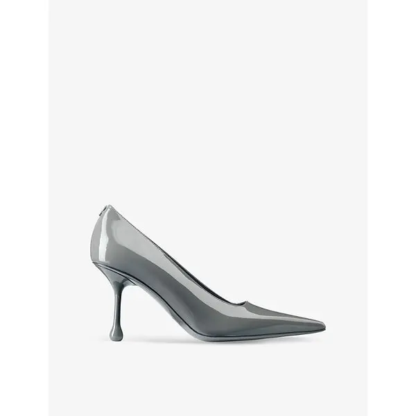 JIMMY CHOO Ixia 80 Logo-embellished Heeled Courts - Storm