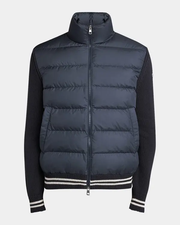 Moncler Padded Zip-up Knit Cardigan - Blue