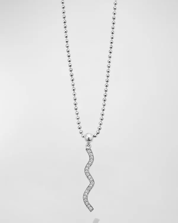 Lagos Caviar Spark Diamond Wave Pendant Necklace - Silver