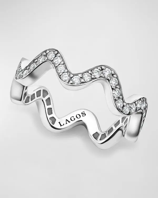 Lagos Caviar Spark Diamond Wave 6mm Eternity Ring