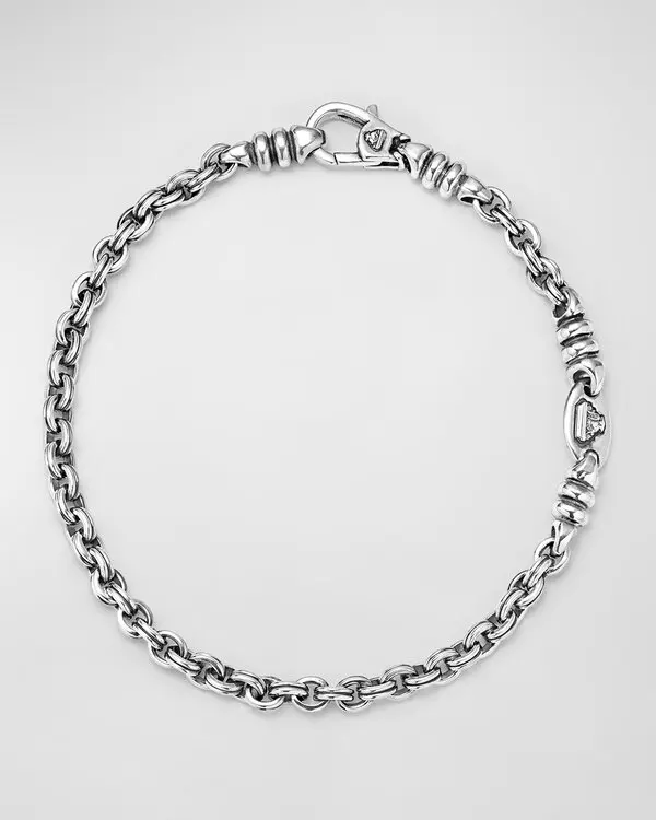 Lagos Anthem Double Link Caviar Chain Bracelet - Silver