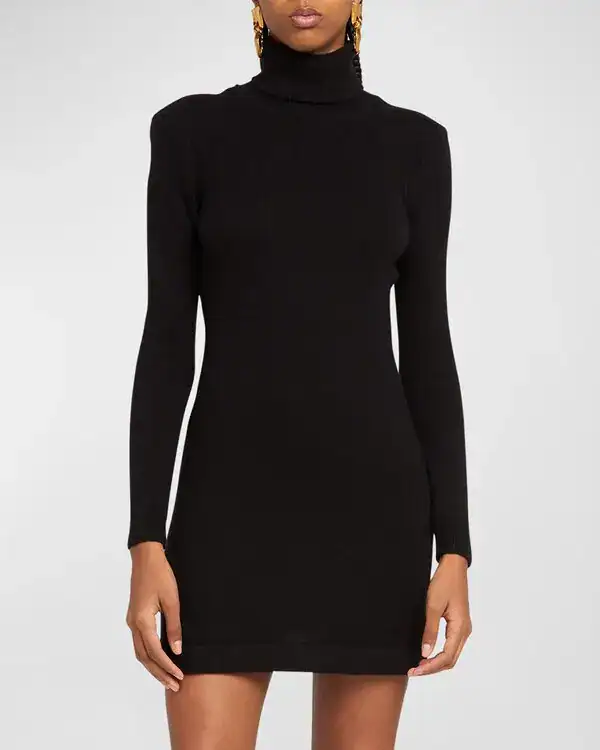 Tom Ford Open-Back Cashmere Mini Sweater Dress In Black 50% Off